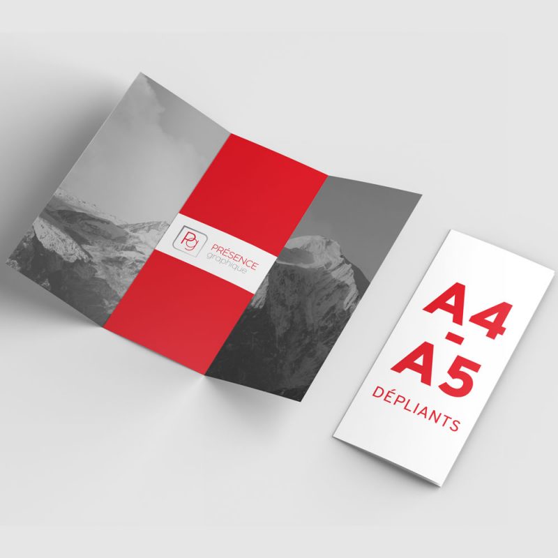Dépliant trois volets sur couché 1/2 mat 115g – Présence Graphique